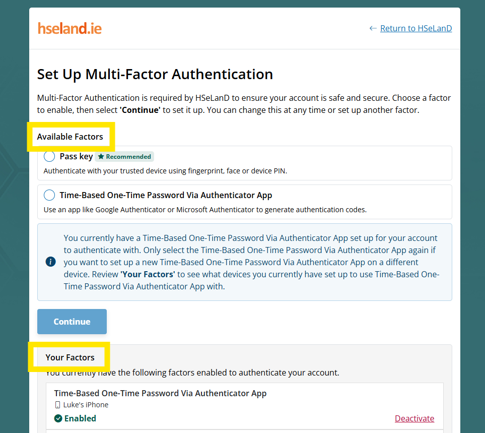 Managing your Multi-factor Authentication (MFA) Methods – HSeLanD Support